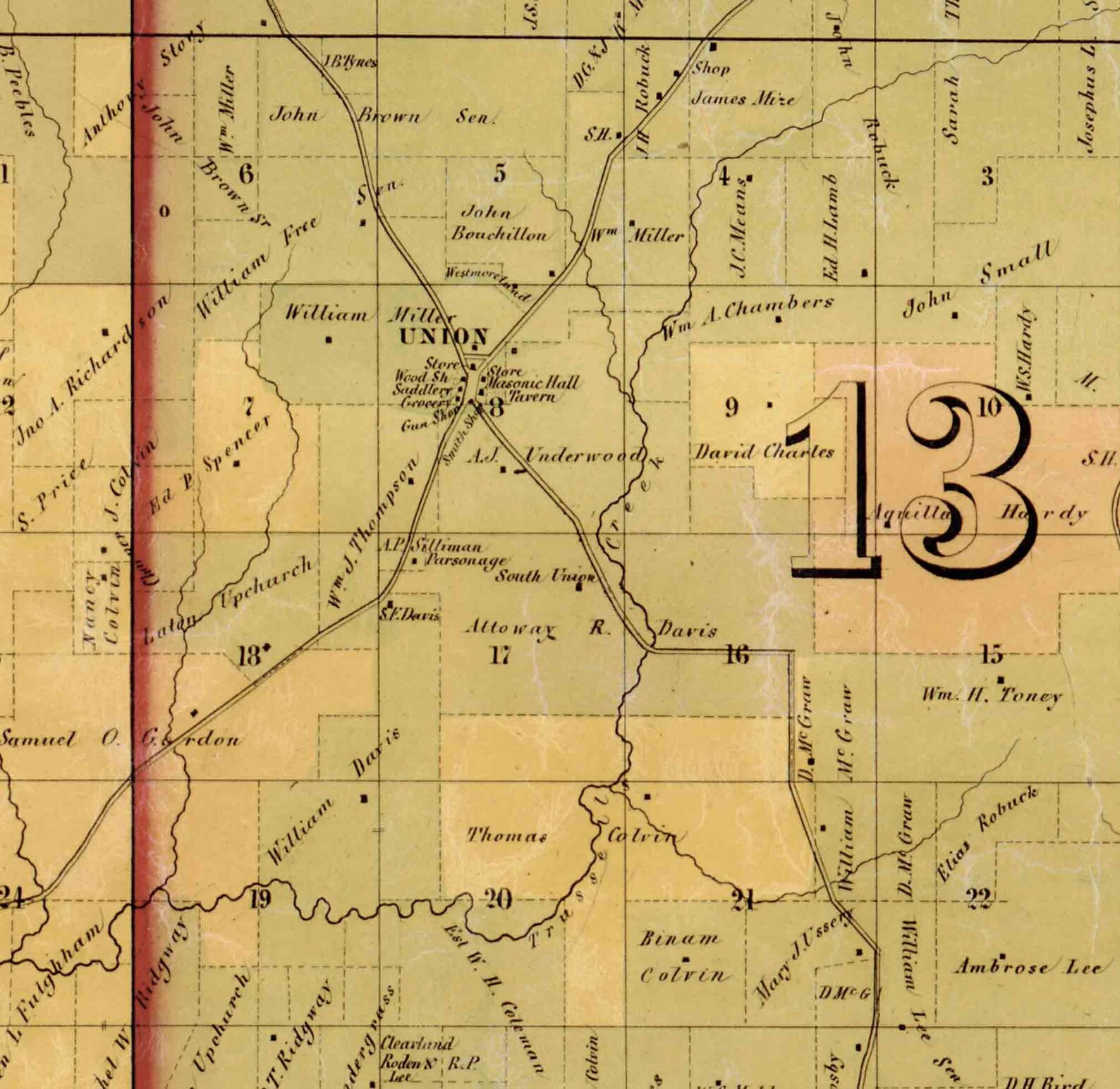 Greene County Alabama 1858 - Old Wall Map With Landowner Names ...
