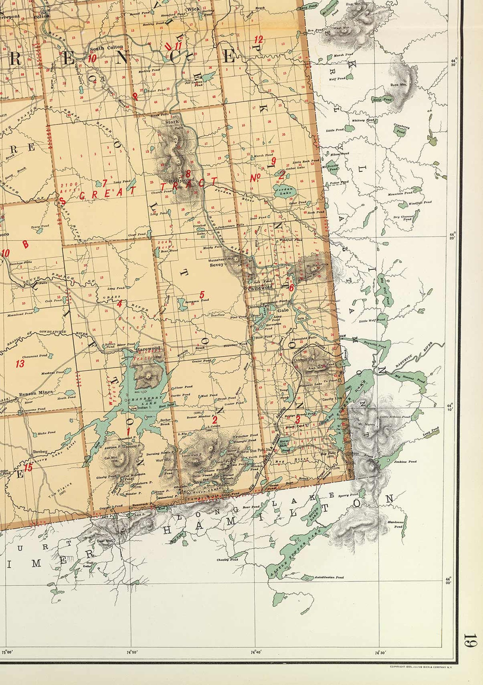 St Lawrence County 1895 Map New York Reprint Land Patents Bien - Etsy