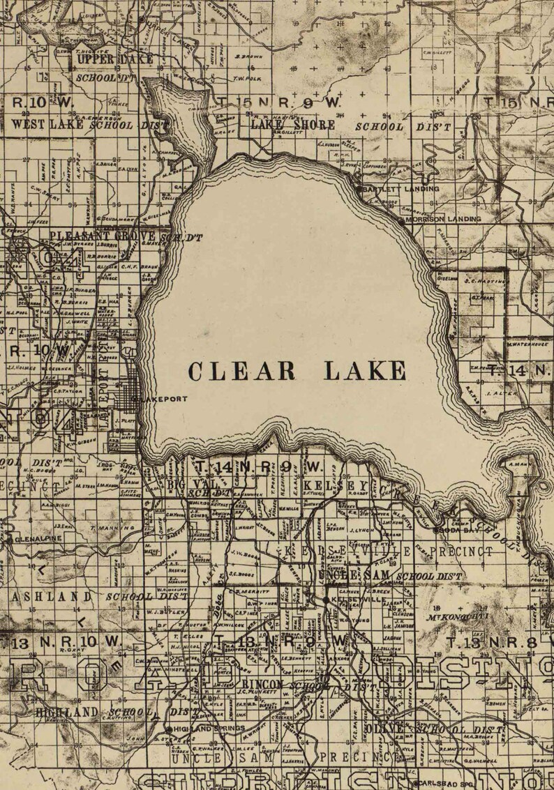 Lake County California 1892 Old Wall Map Reprint With | Etsy