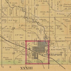 Carroll County Iowa 1884 Old Wall Map With Landowner Names Farm Lines ...