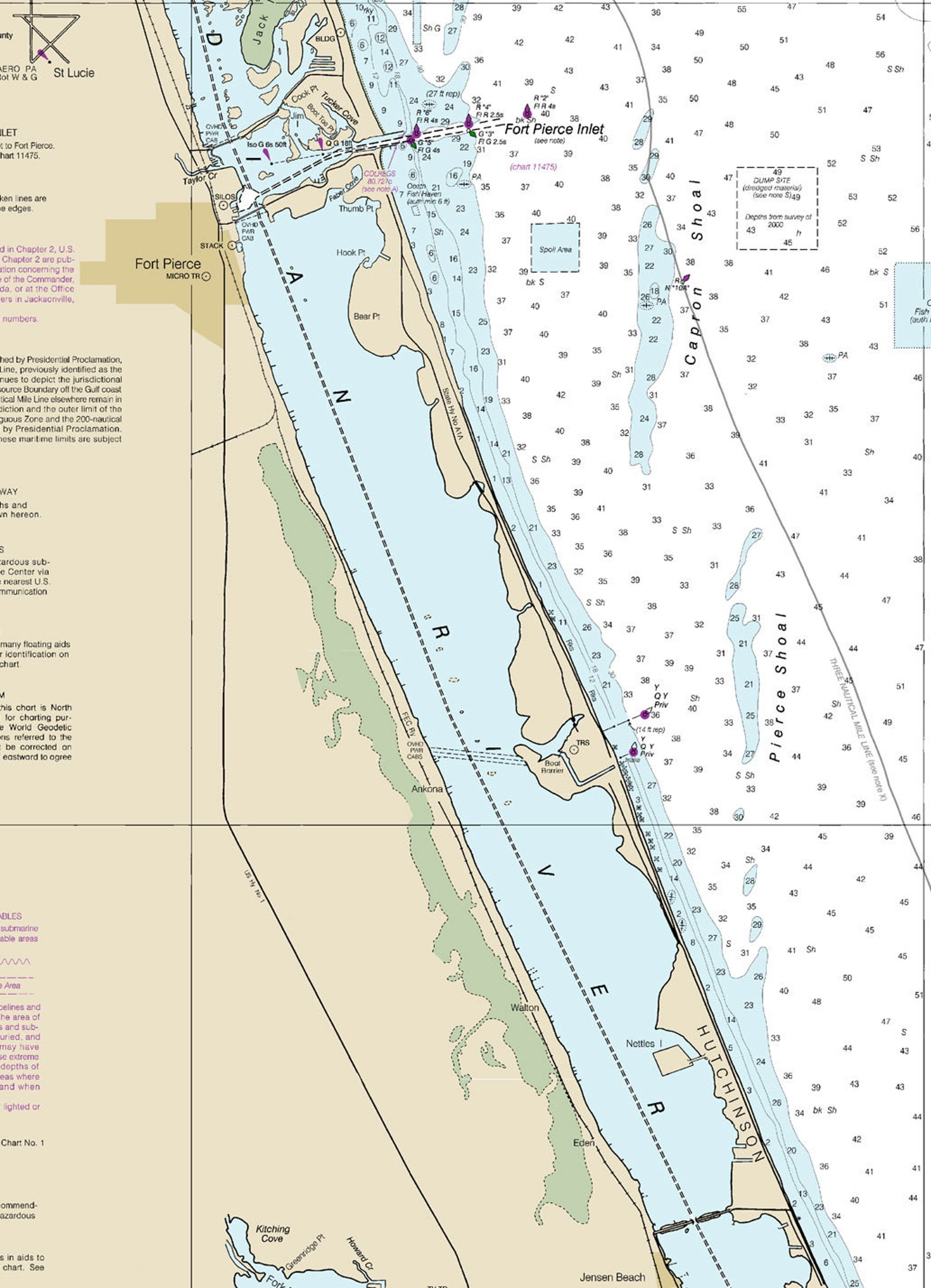 Bethel Shoal to Jupiter Inlet 2014 Nautical Map Florida 80000 - Etsy