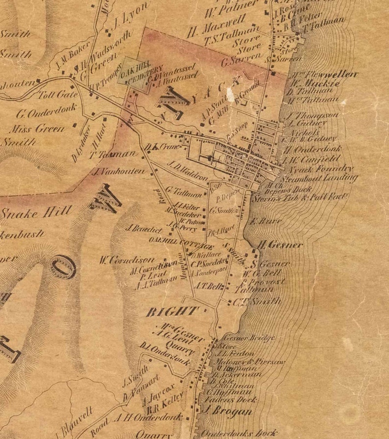 Rockland County New York 1854 - Old Wall Map Reprint With Homeowner ...