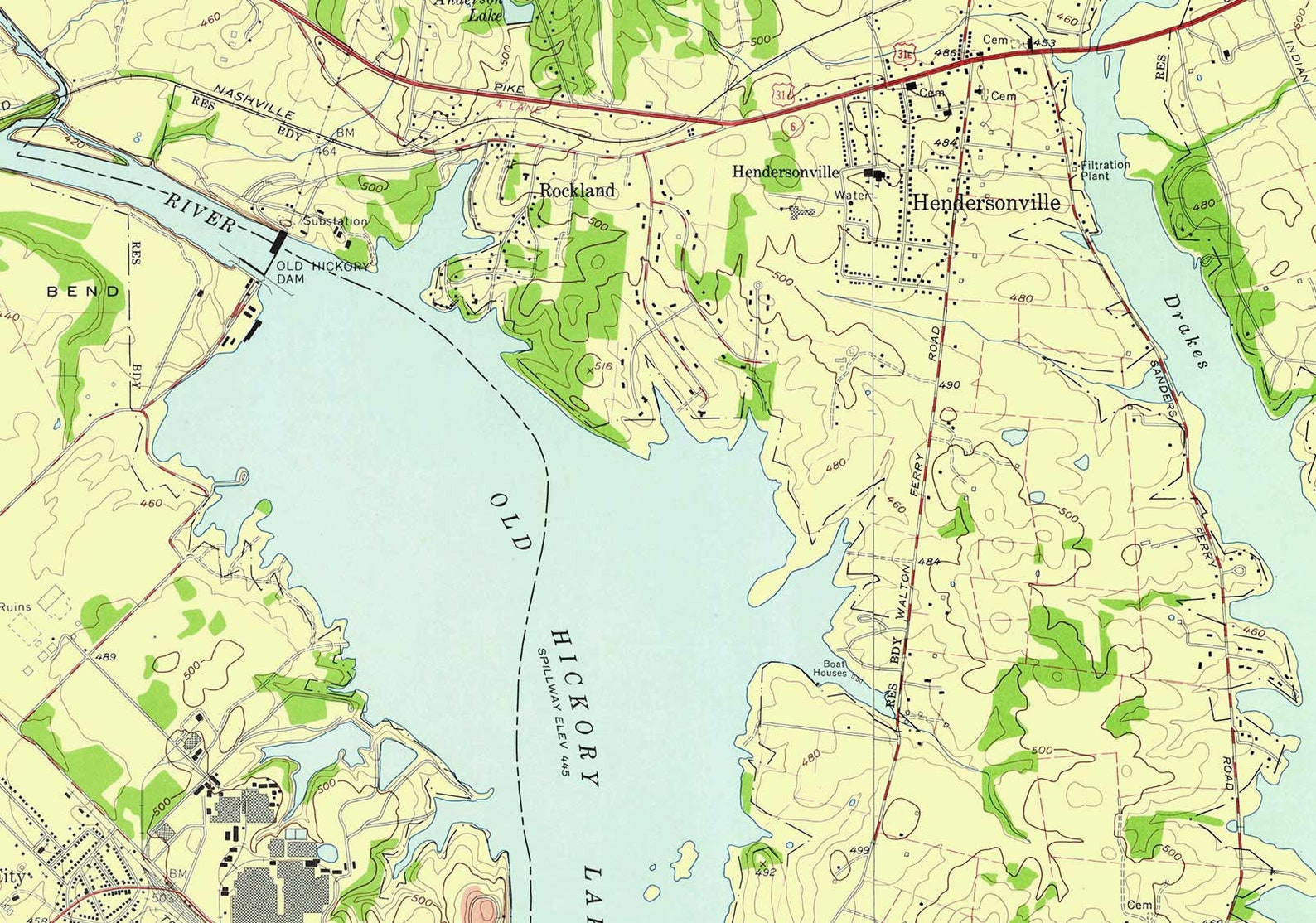 Old Hickory Lake 1957 Old Map Topo Nashville Cumberland River - Etsy UK