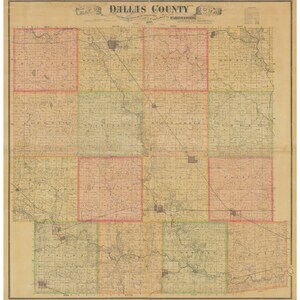 Dallas County Iowa 1883 Old Wall Map With Landowner Names Farm Lines ...