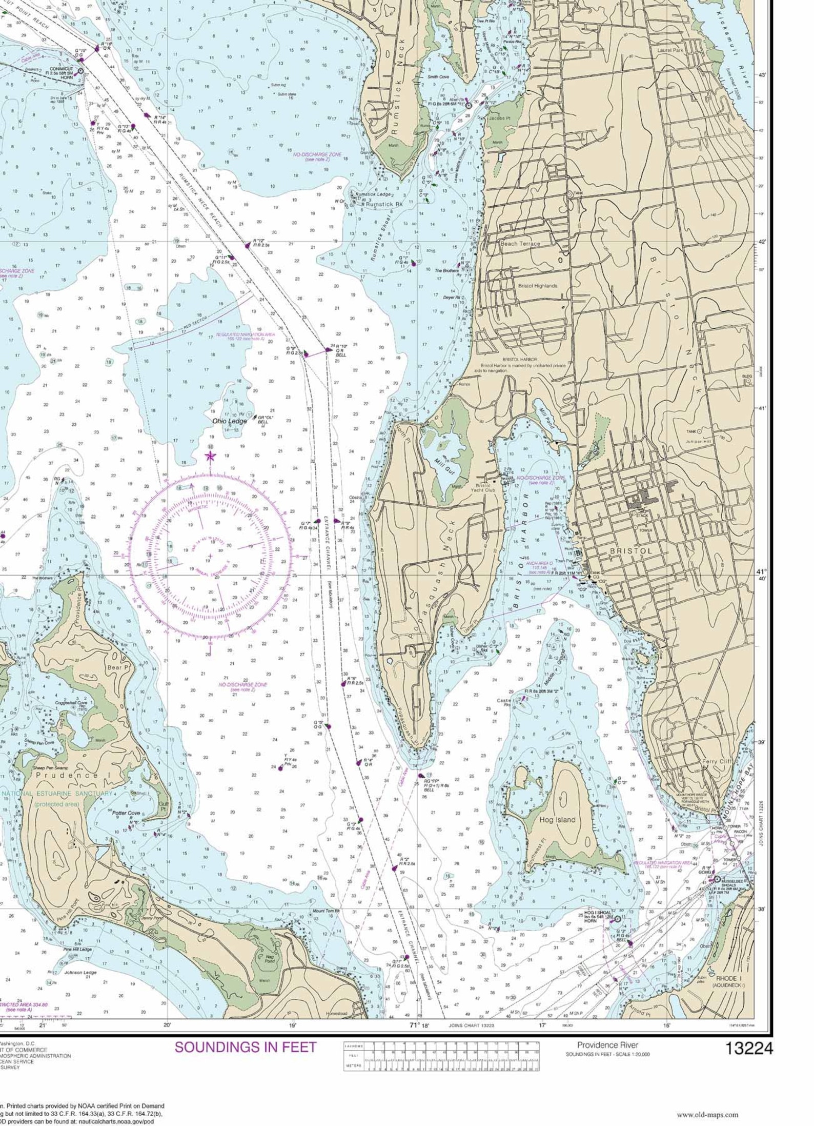 Providence River RI - 2013 Nautical Map by the USCGS - Reprint Harbors ...