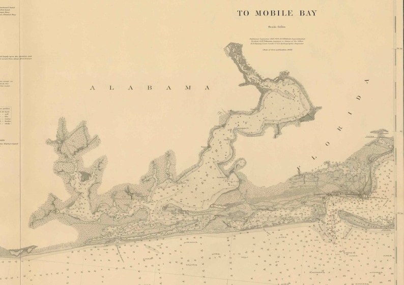 Pensacola Bay to Mobile Bay 1897 Nautical Map Reprint - Etsy