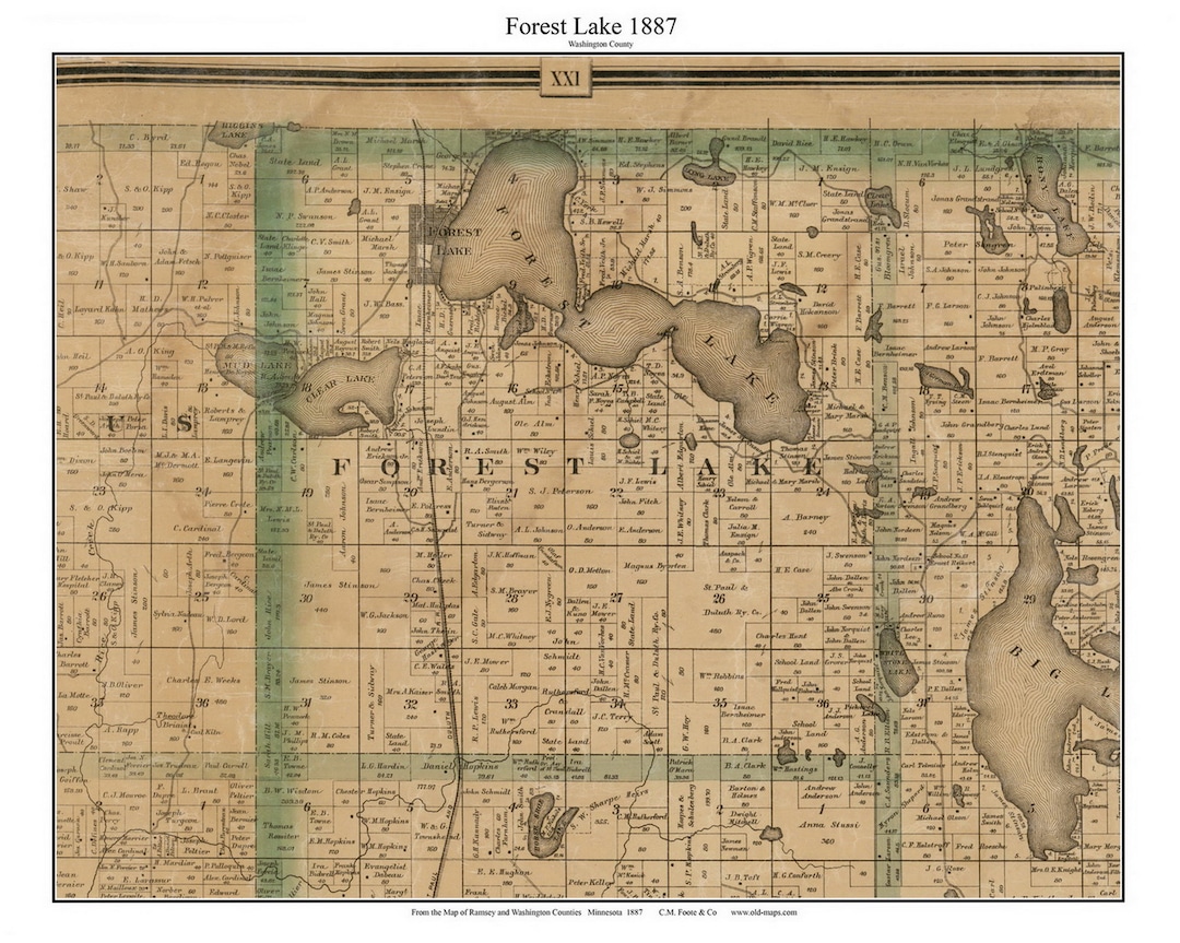 Forest Lake 1887 - Clear Lake - Old Town Map With Homeowner Names ...