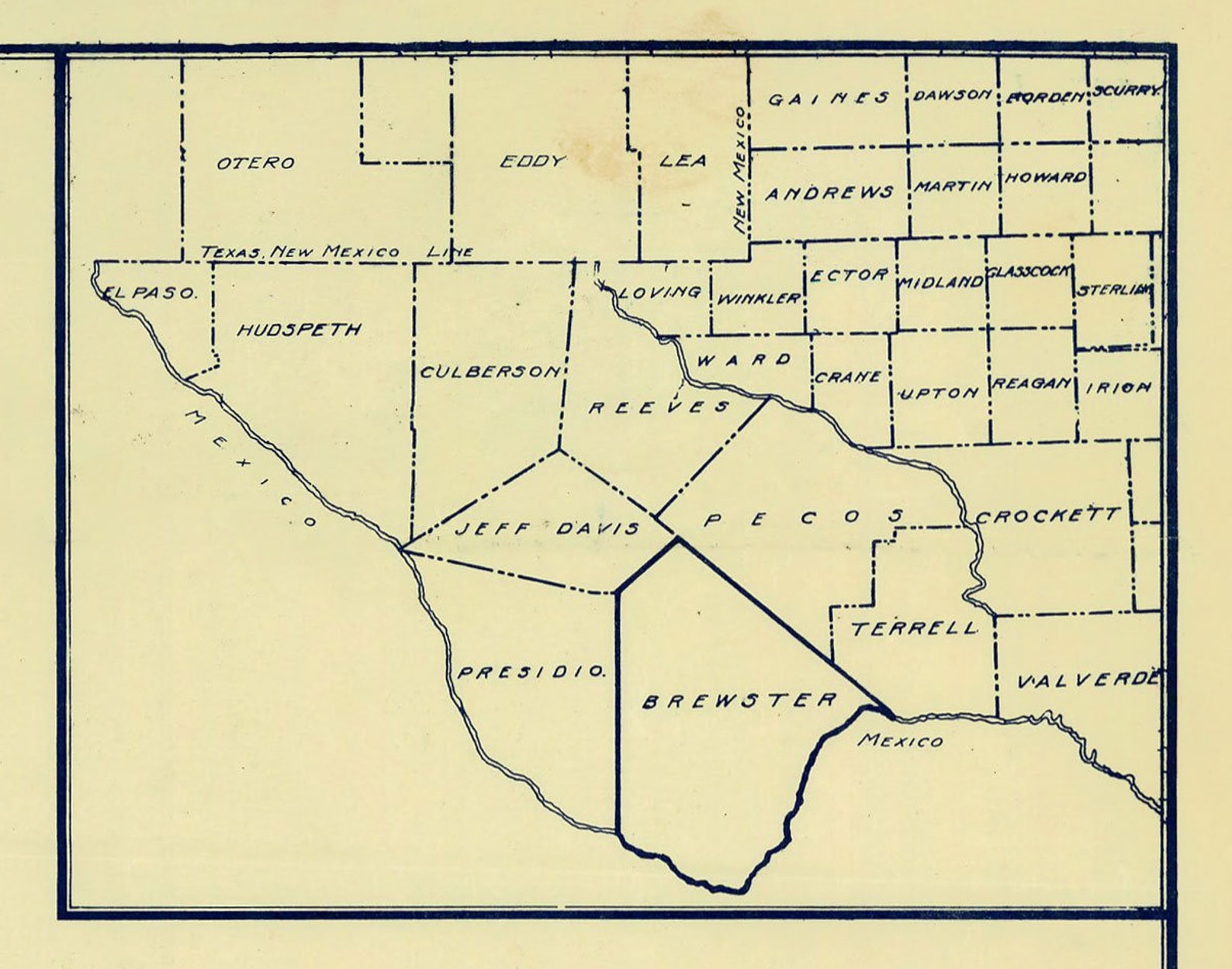 Brewster County Texas 1939 1951 Old Wall Map Reprint - Etsy