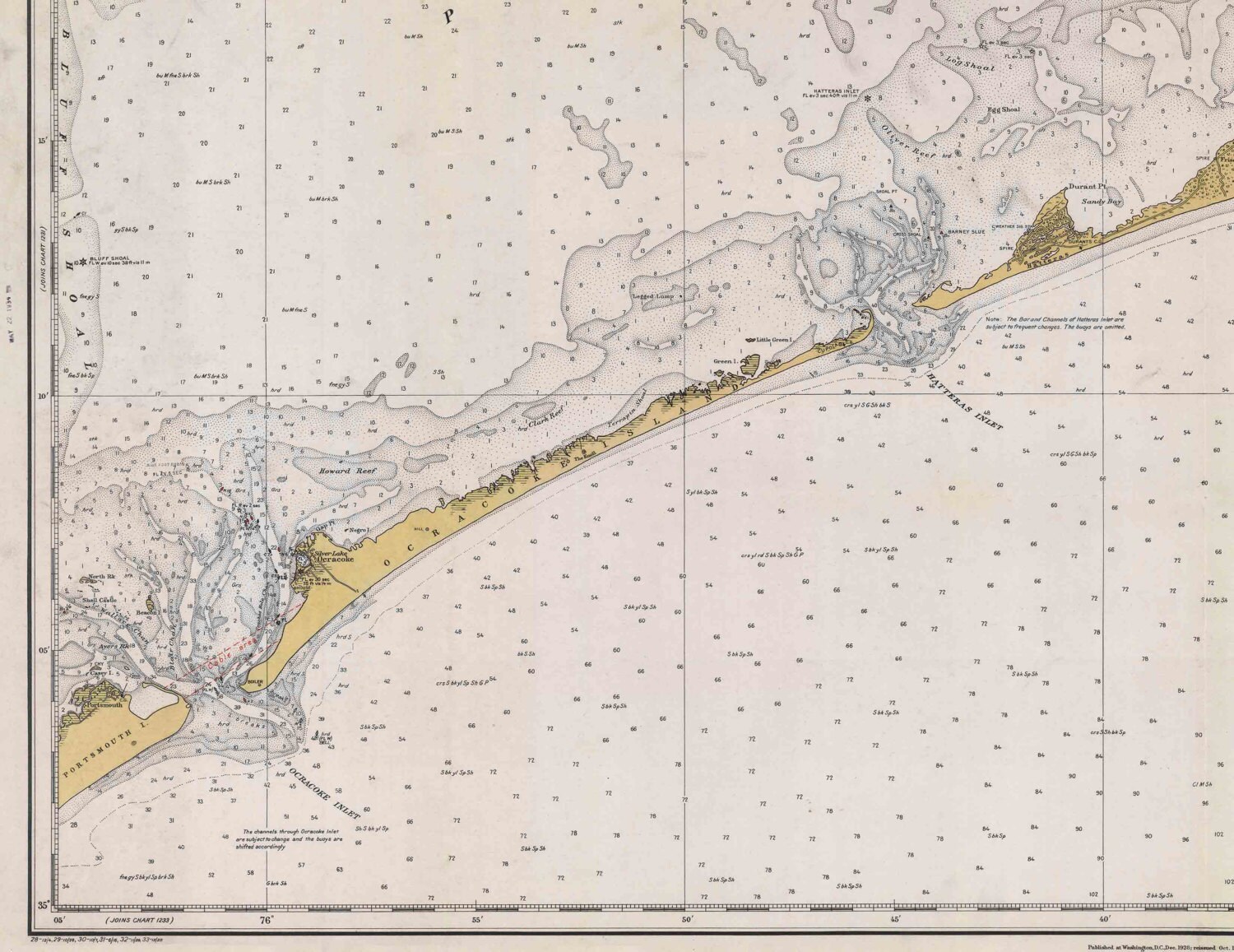 Wimble Shoals to Oracoke Inlet 1933 Outer Banks Cape | Etsy
