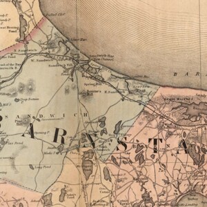 Cape Cod 1861 Map by H.F. Walling - Excerpt & Reprint - Shows House Locations and Roads - Etsy