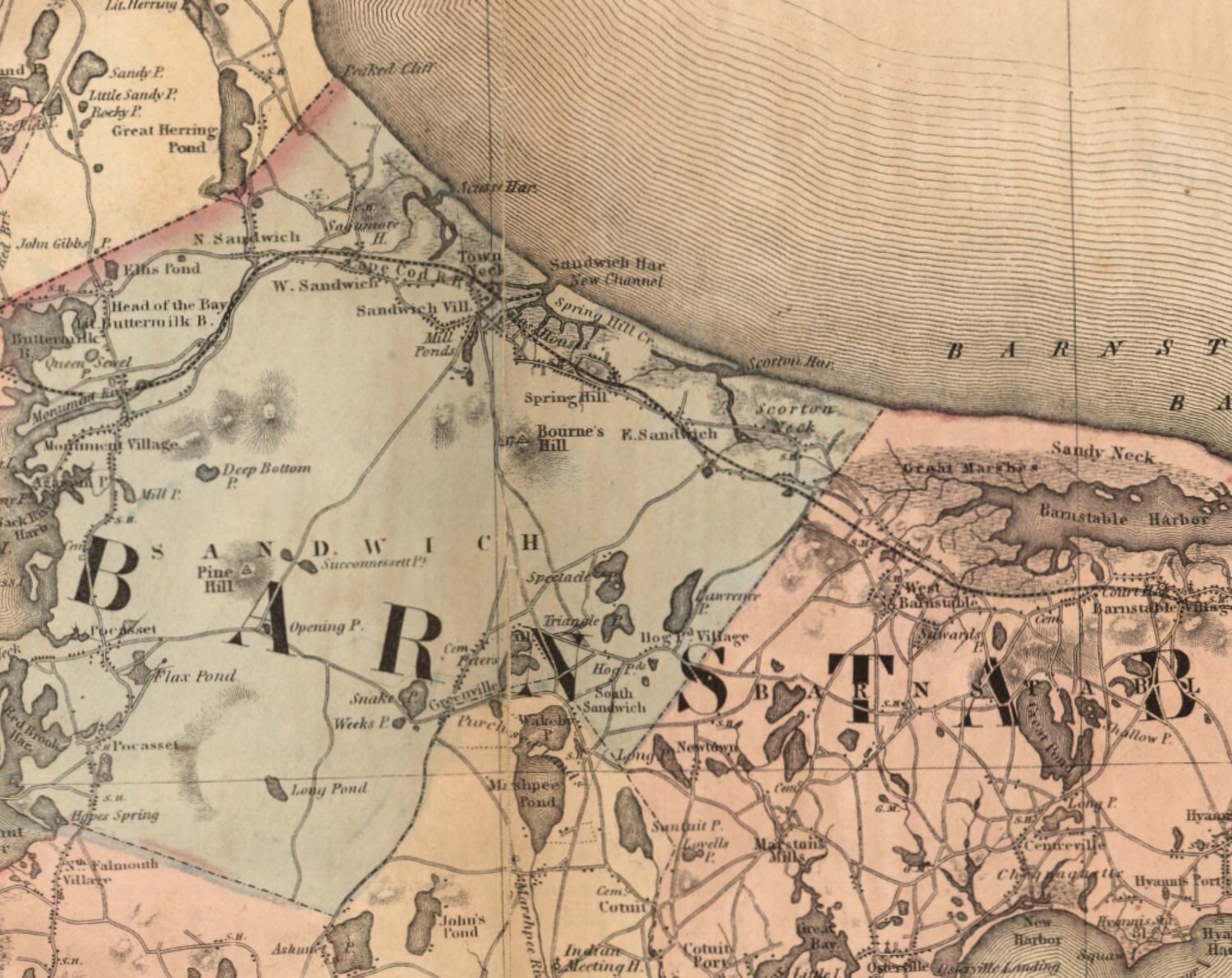 Cape Cod 1861 Map by H.F. Walling Excerpt & Reprint Shows - Etsy