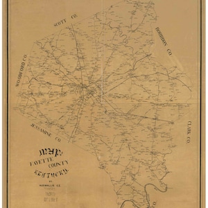 Fayette County Kentucky 1891 - City of Lexington Old Wall Map With ...