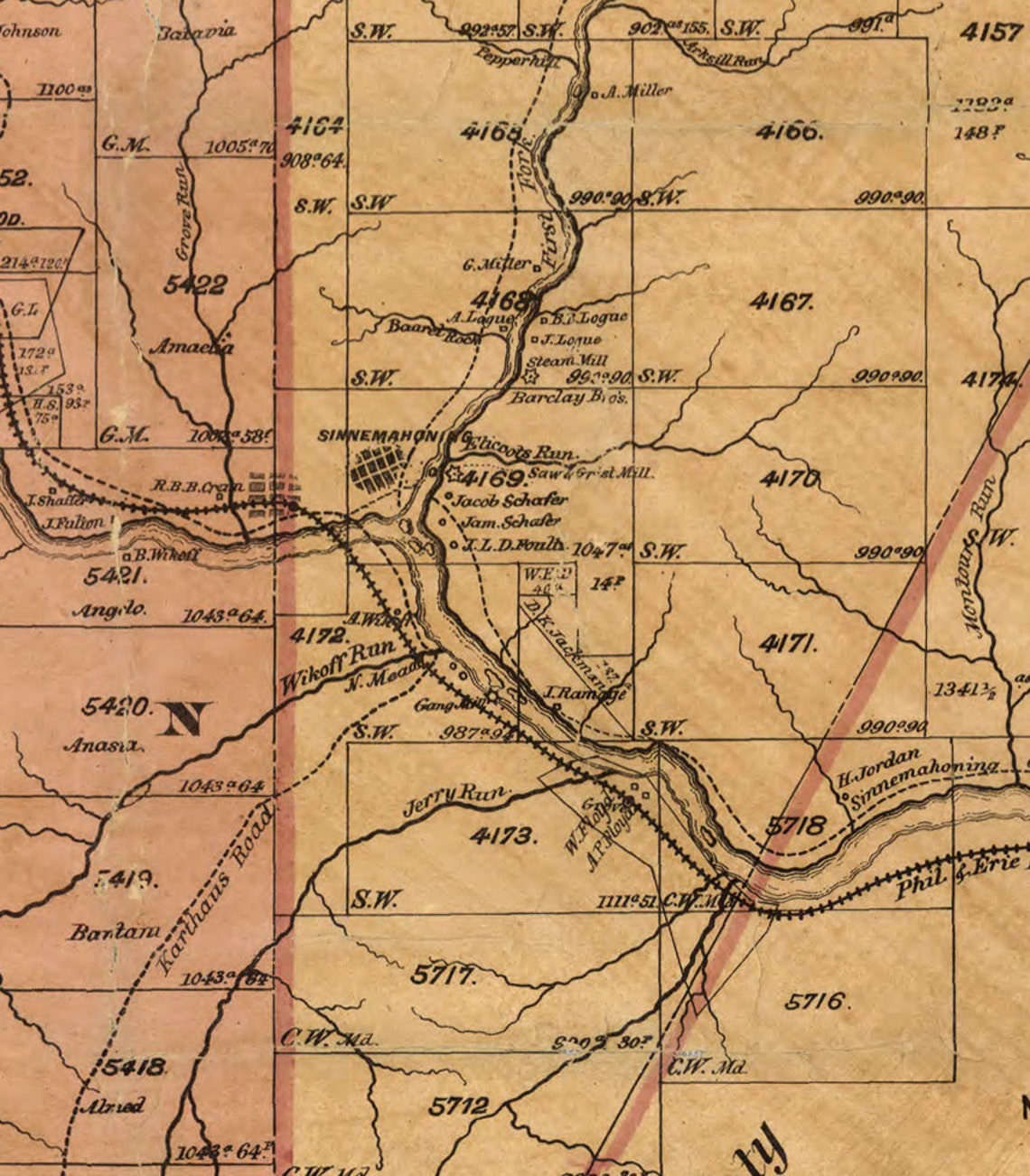 Cameron County Pennsylvania 1870 Old Wall Map with | Etsy