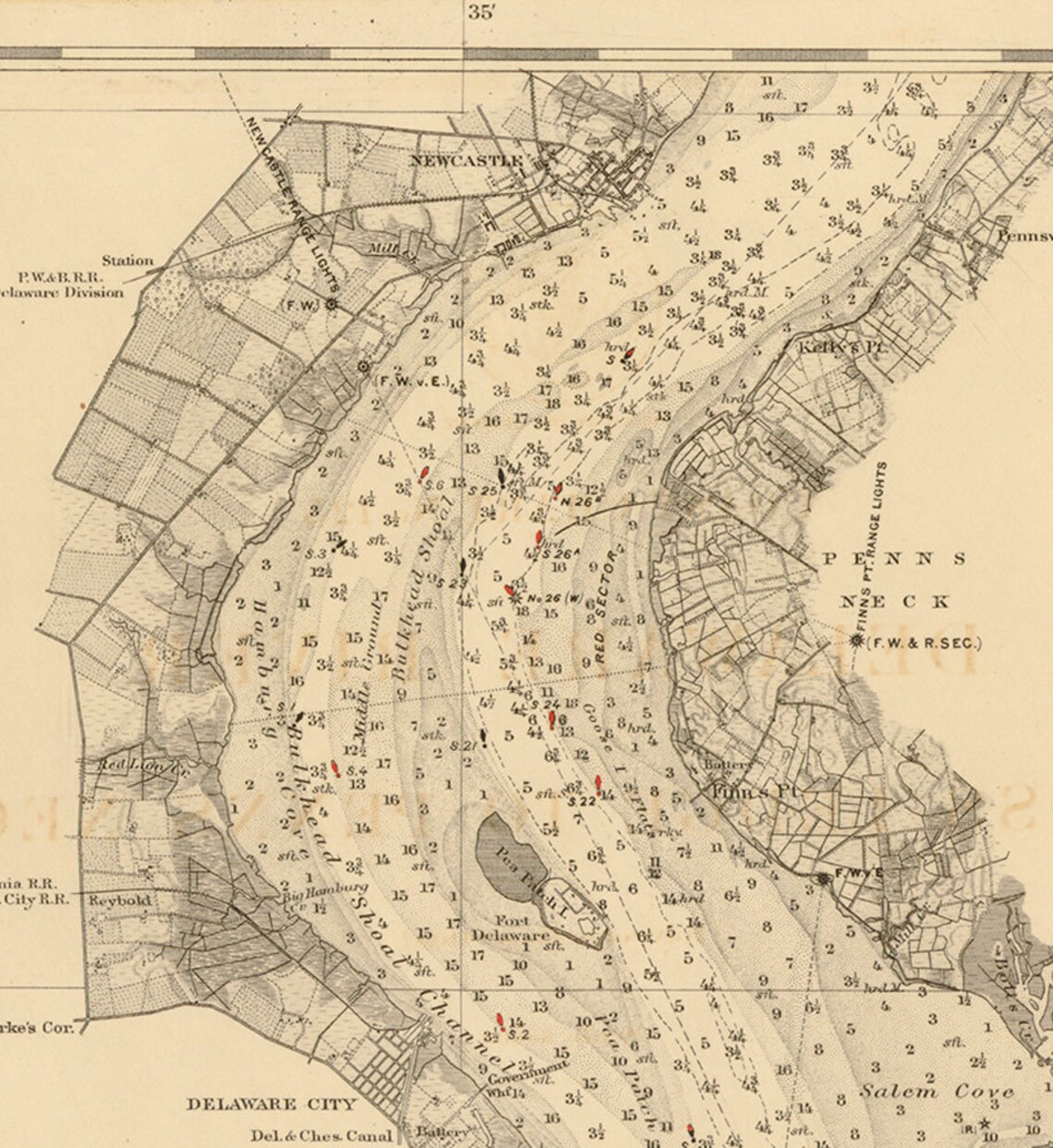 Delaware Bay & River 1902 Nautical Map Reprint New Jersey | Etsy