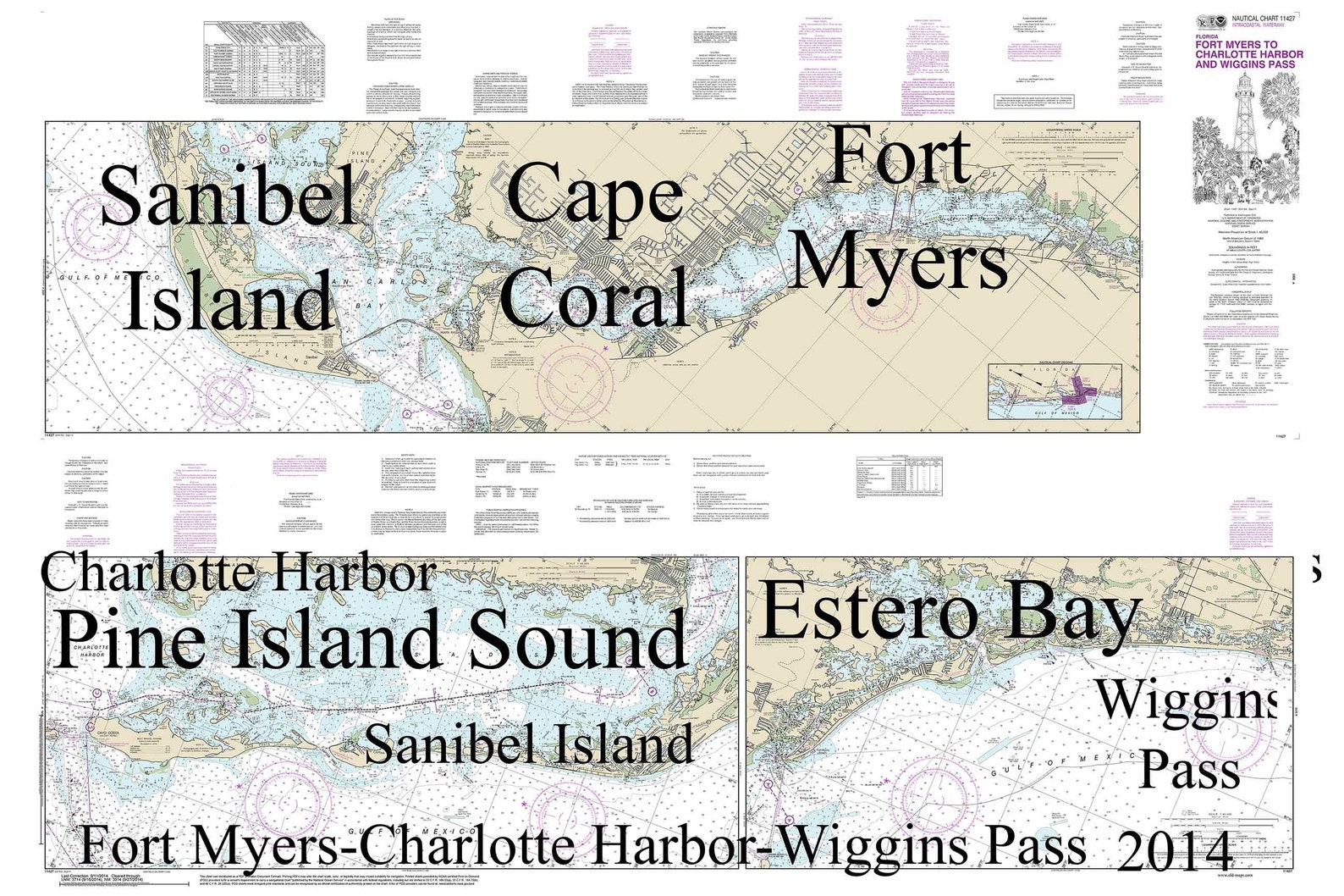 Fort Myers Charlotte Harbor Wiggins Pass - 2014 Map - Nautical Chart ...