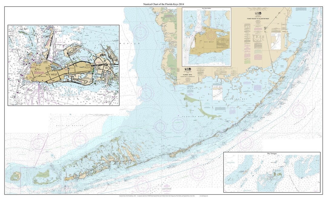Florida Keys 2014 - Nautical Map Florida - Custom Print - 1:80000 ...