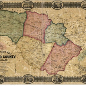 Howard County, Maryland 1860 - Old Wall Map Reprint With Homeowner ...