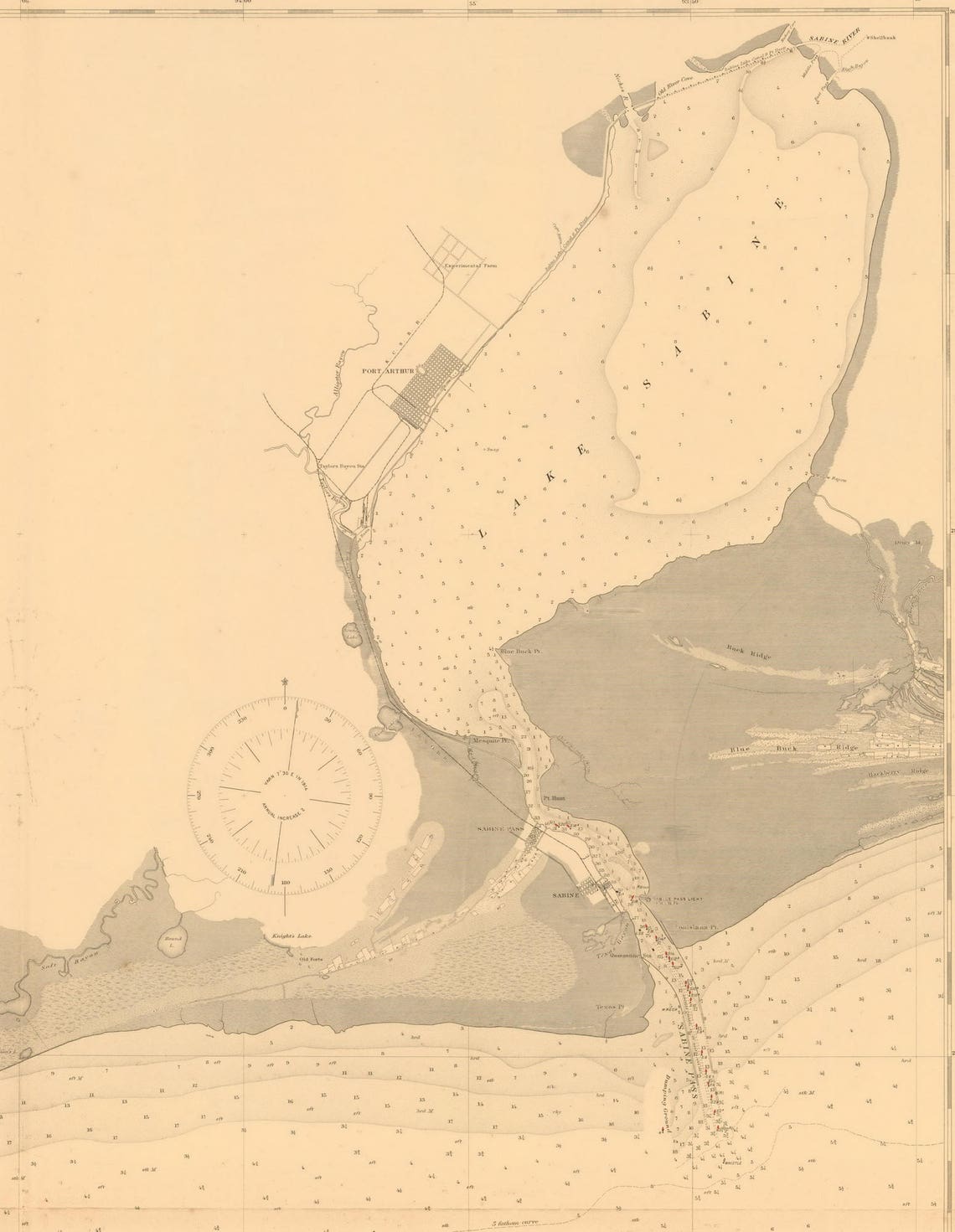 Sabine Pass Westward to High Islands 1909 Nautical Old Map - Etsy