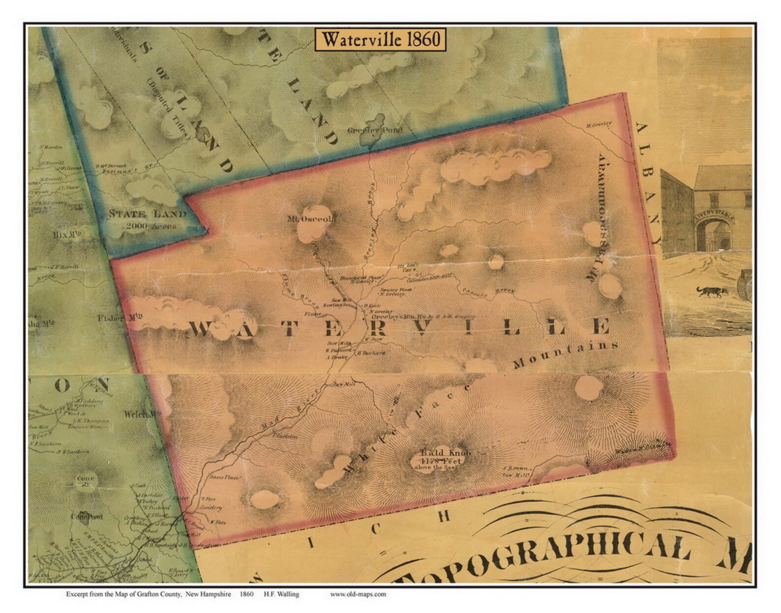 Waterville 1860 Old Town Map with Homeowner Names New | Etsy