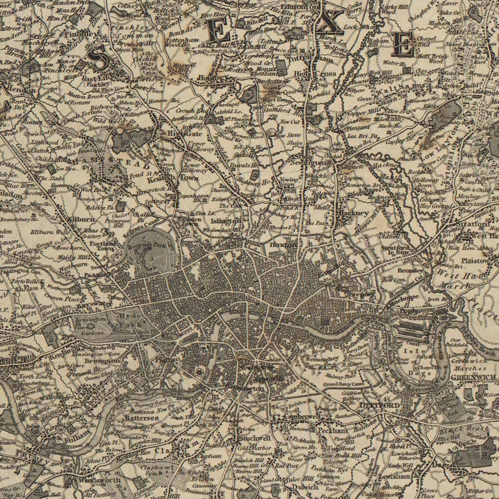 London England Environs circa 1832 Old Map Reprint | Etsy