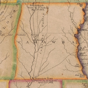 Alabama 1819 Old State Map Detailed Early Map War of 1812 Notes Reprint ...
