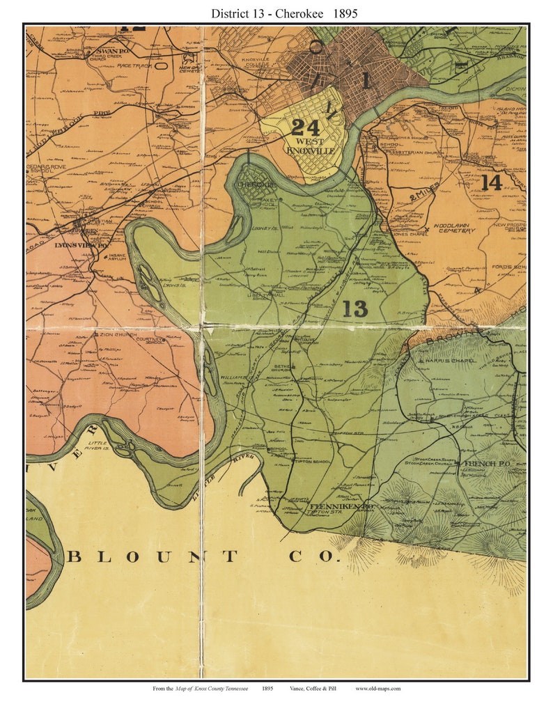 District 13 Cherokee 1895 Old Town Map With Homeowner Names - Etsy