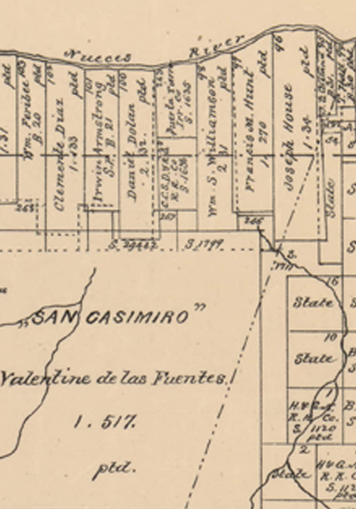 Encinal County Texas 1879 Old Wall Map Reprint With Land | Etsy