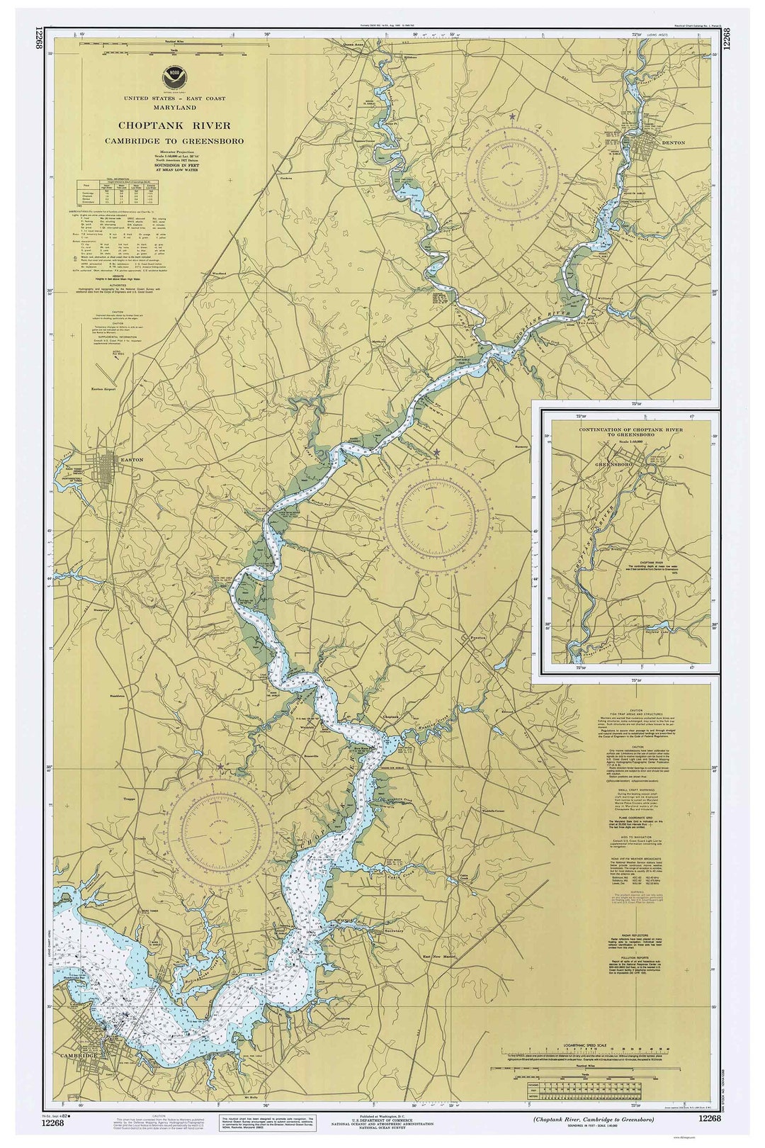 Choptank River - Cambridge to Greensboro - 1982 Nautical Map - Reprint ...