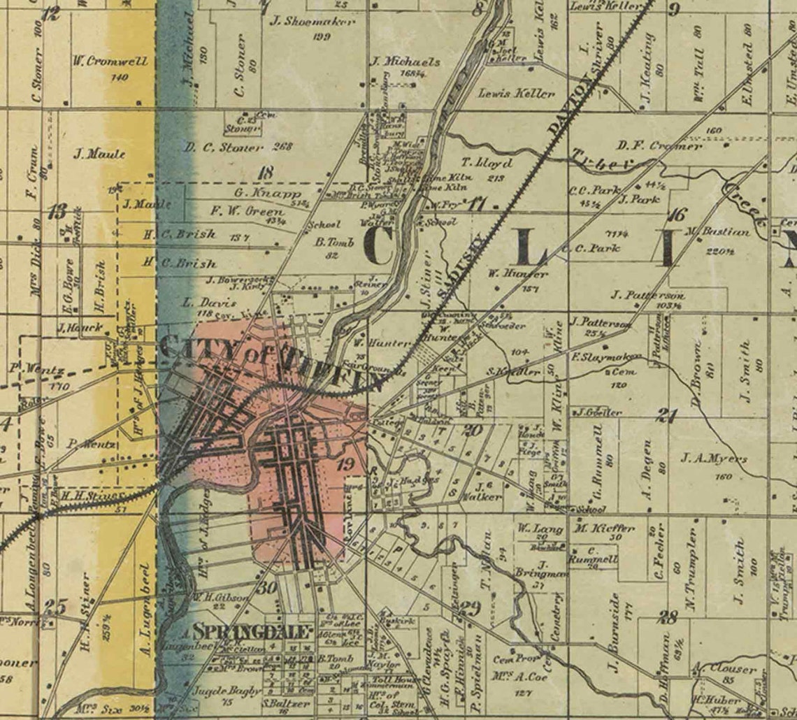 Seneca County Ohio 1864 Old Wall Map Reprint With Homeowner - Etsy