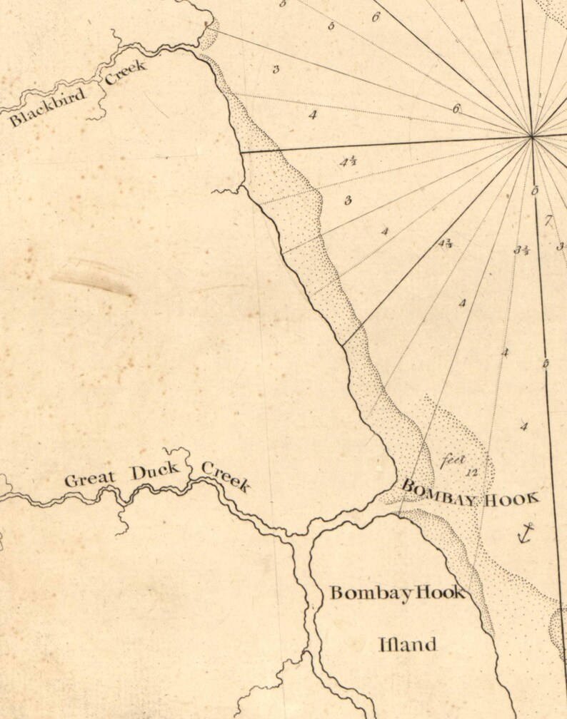 Delaware River 1779 Map - Revolutionary War Survey by British Navy ...