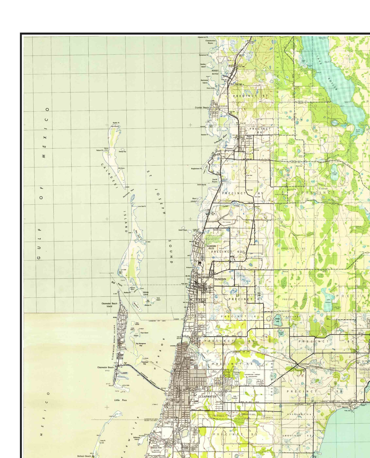 Tampa Bay Florida 1945 Old Topo Map A Composite Made From - Etsy