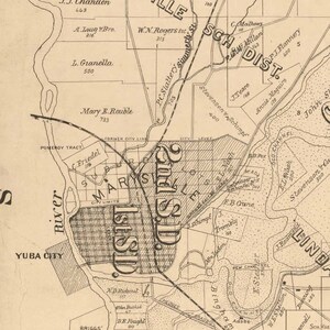 Yuba County California 1887 - Old Wall Map Reprint With Landowner Names ...