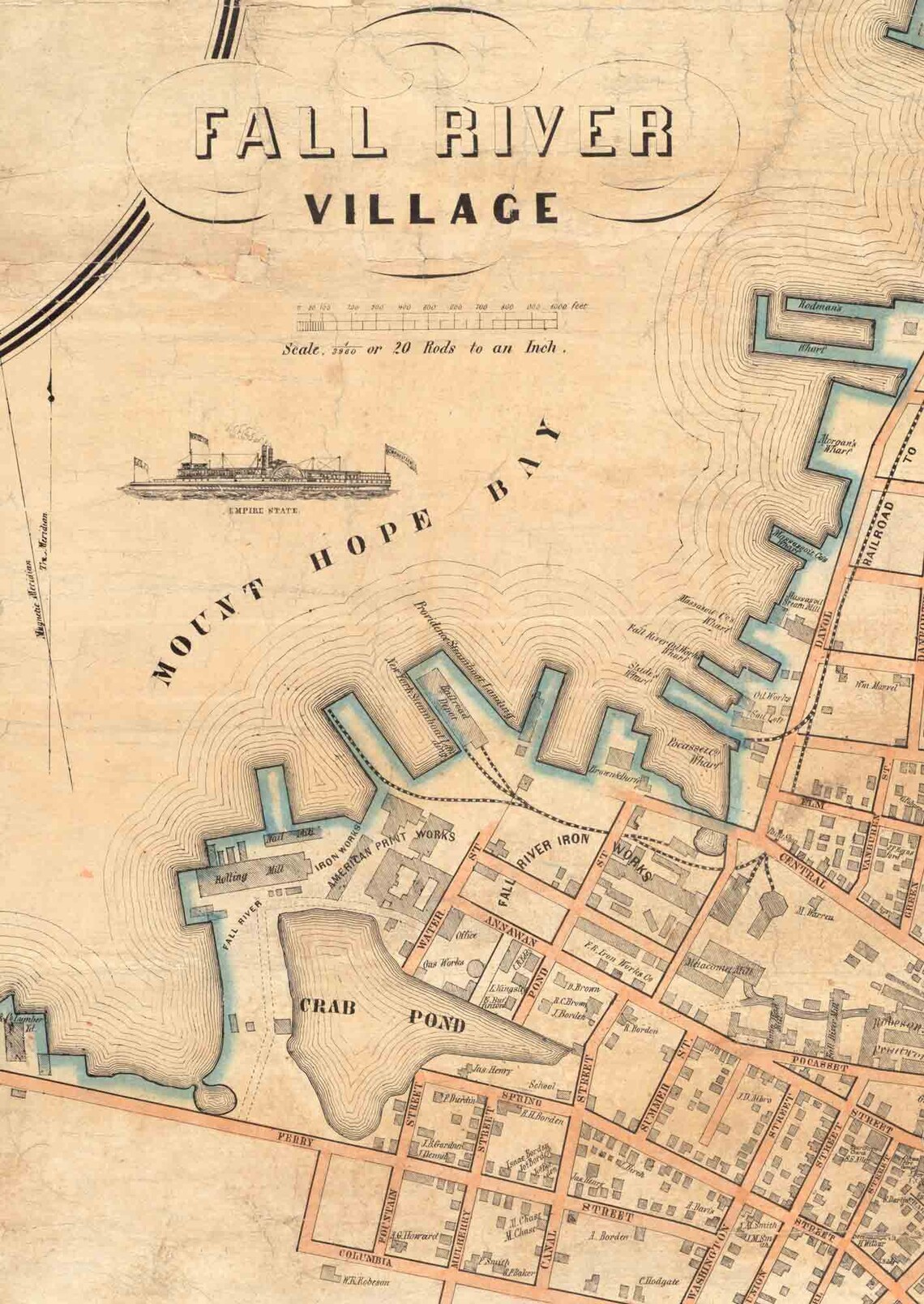 Fall River 1850 Old Town Map Homeowner Names | Etsy