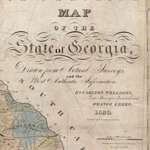 Georgia 1830 Old Map - Wellborn - State- Reprint - Etsy