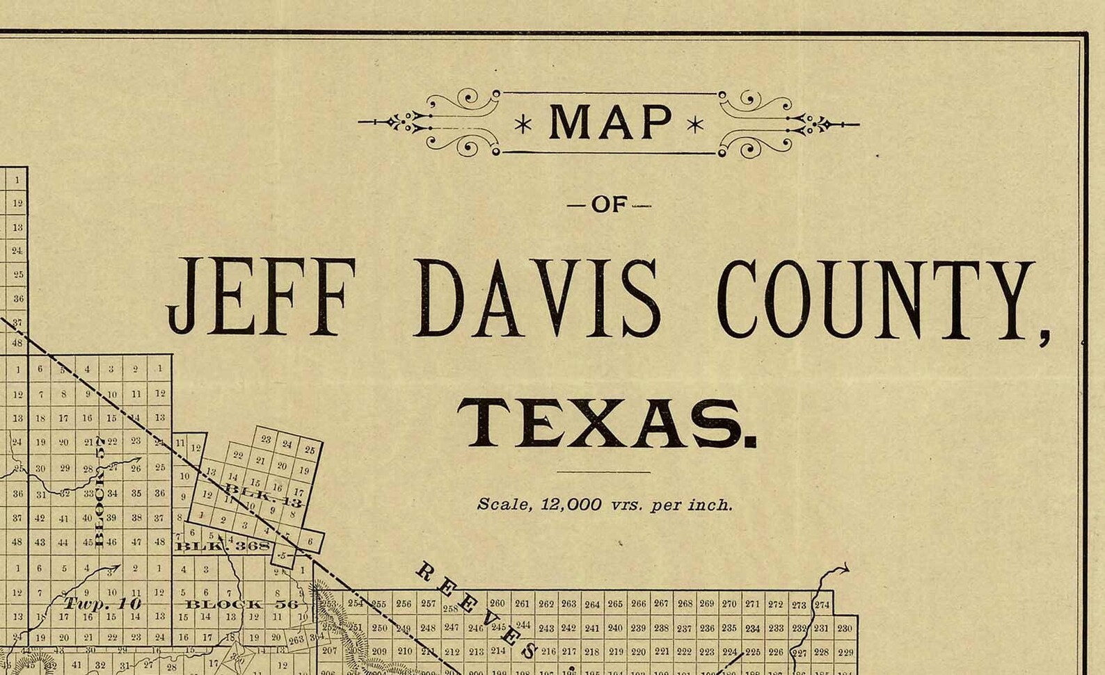 Jeff Davis County, Texas - 1888 - Old Wall Map Reprint With Land Owners ...