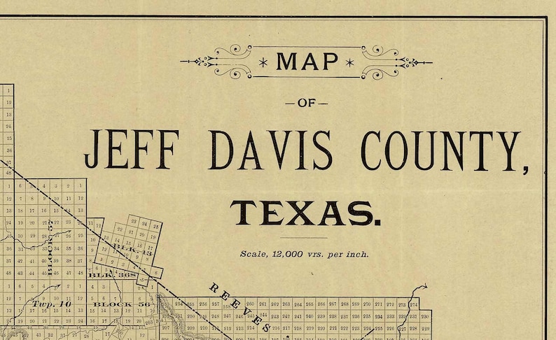 Jeff Davis County Texas 1888 Old Wall Map Reprint With - Etsy