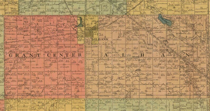 Grant County South Dakota 1899 Old Wall Map With Landowner - Etsy