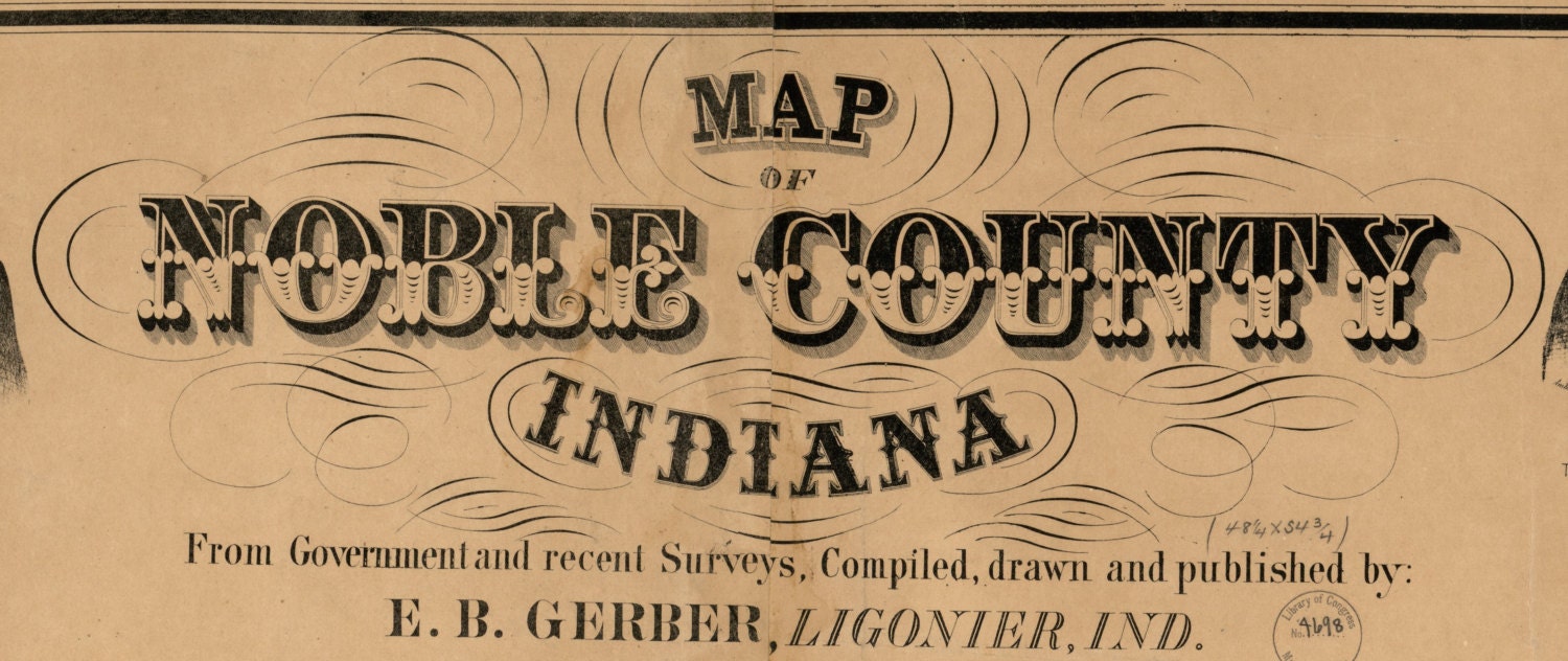 Noble County Indiana 1860 Old Wall Map Reprint With - Etsy Norway