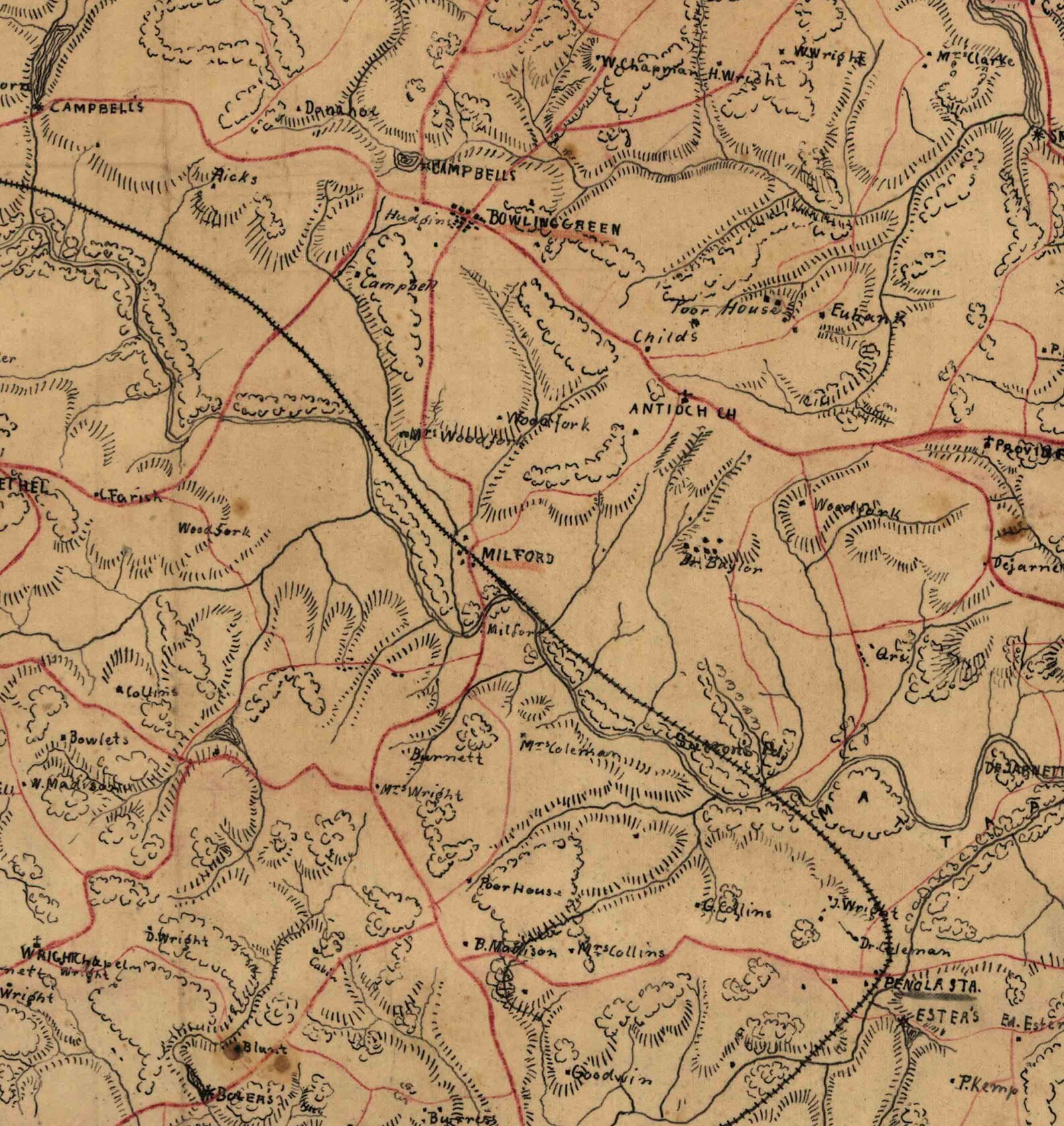 Caroline County Virginia 1860x COLOR Old Wall Map With - Etsy