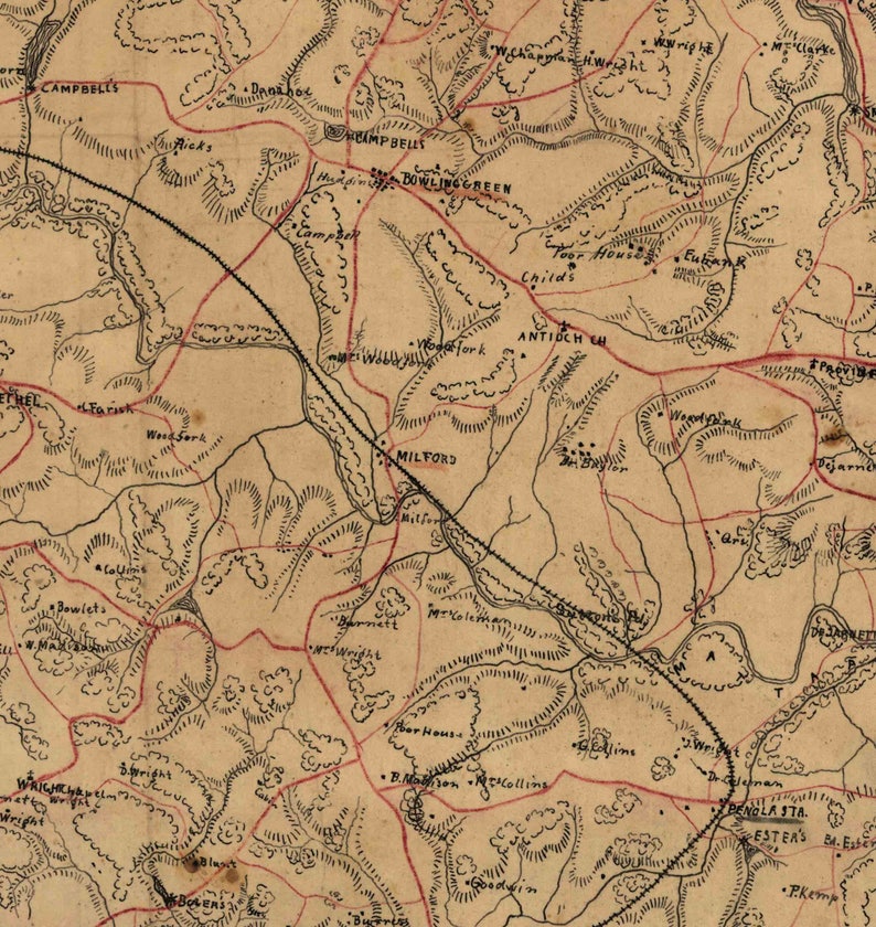 Caroline County Virginia 1860x COLOR Old Wall Map With Homeowner Names ...