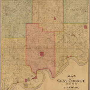 Clay County Missouri 1887 - Old Wall Map With Landowner & Homeowner ...