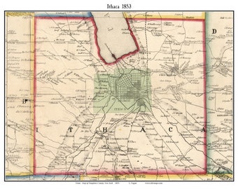 Tompkins County Old Map - Etsy