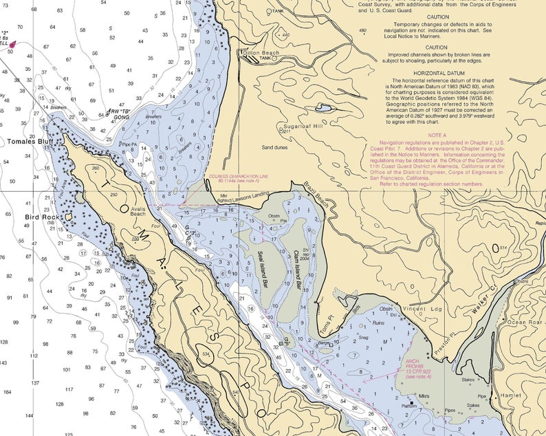 Bodega & Tomales Bay 2009 Nautical Map Dillon Beach Avalis | Etsy
