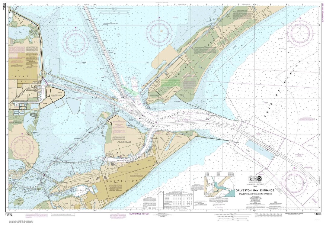 Galveston Bay Entrance - 2015 Nautical Map - Texas - Reprint - AC ...