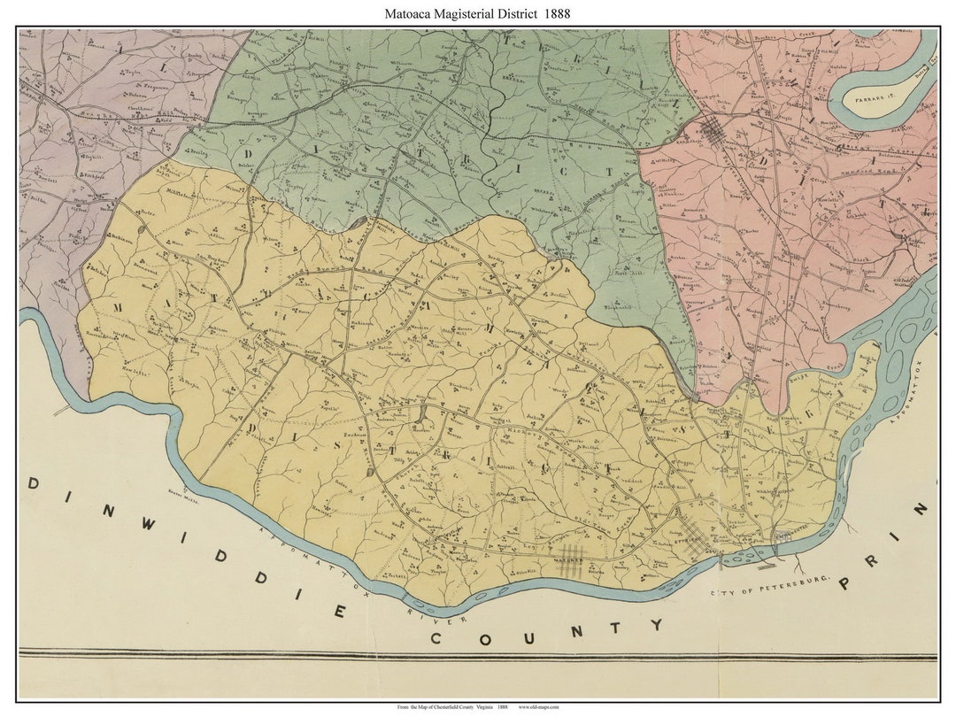 Matoaca 1888 Old Town Map With Homeowner Names Virginia - Reprint ...