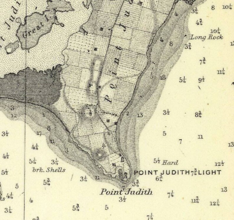 Rhode Island Coast - Cuttyhunk to Block Island - 1860 Nautical Map ...