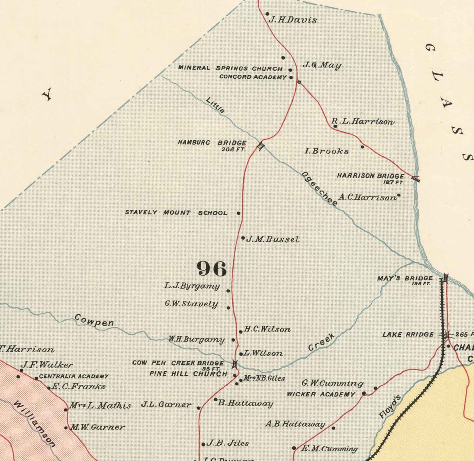 Washington County Old 1897 Map Georgia Map With Homeowner - Etsy