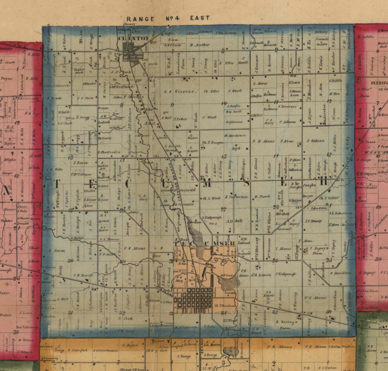 Lenawee County Michigan 1857 Wall Map Reprint With Homeowner - Etsy