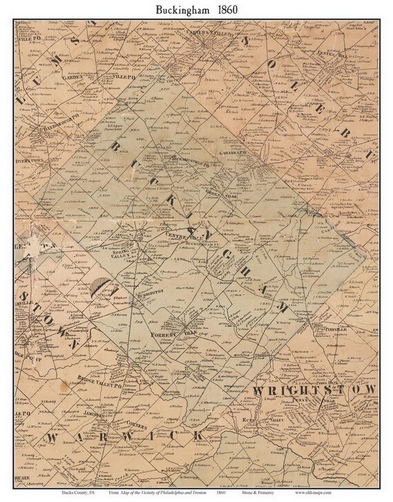 Buckingham 1860 Old Town Map With Homeowner Names - Etsy
