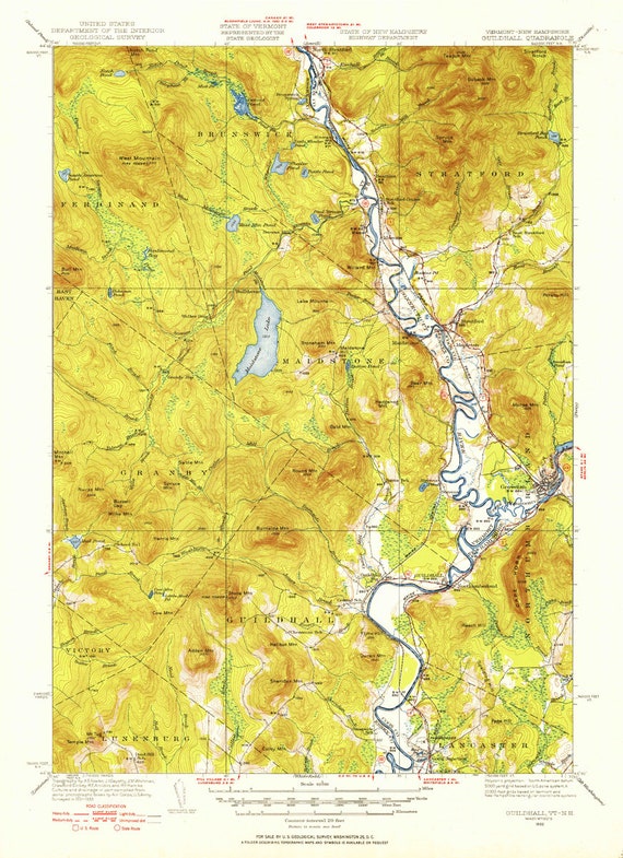 Guildhall 1933 1952a Old Topo Map Maidstone Lake | Etsy